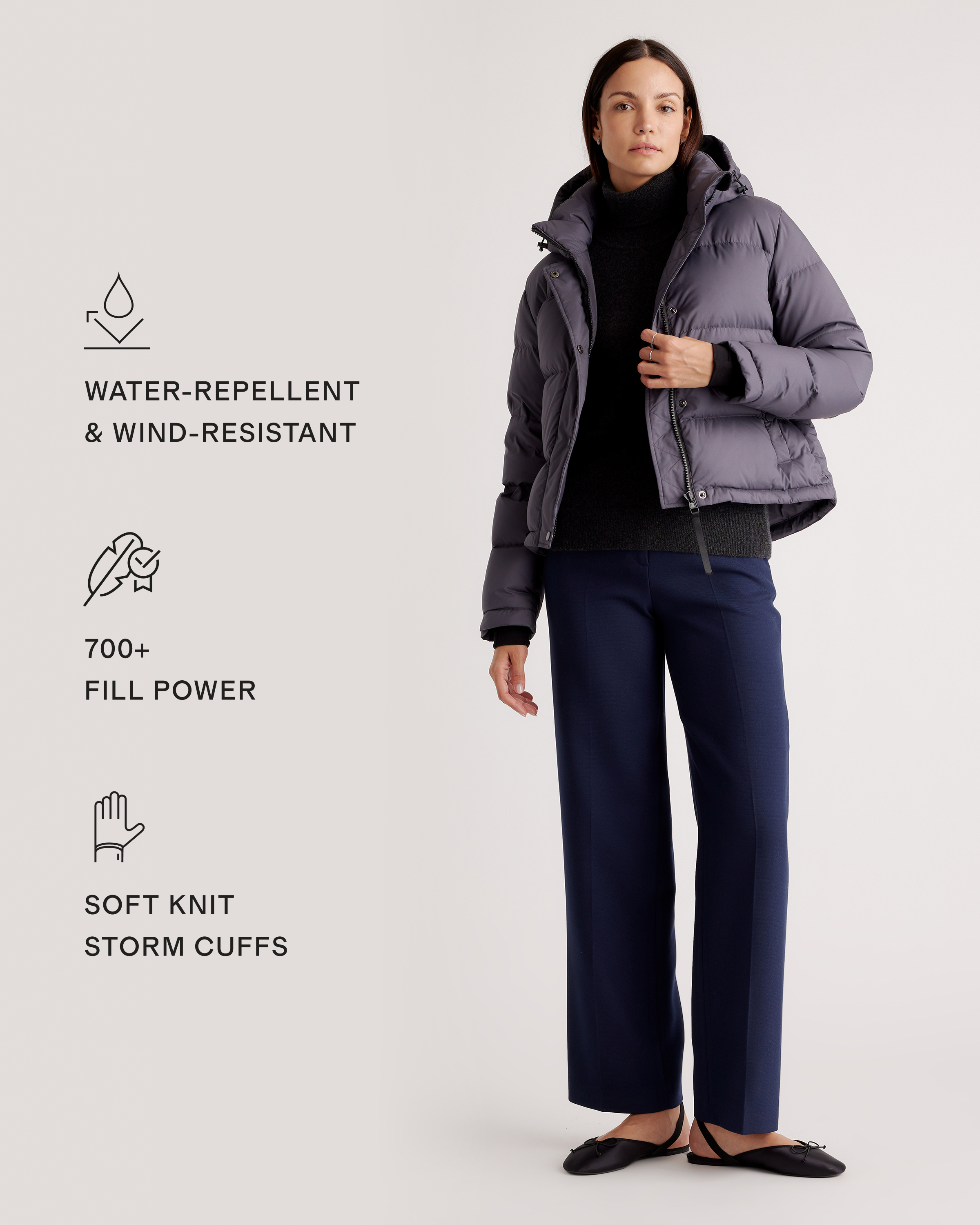 QUINCE Cropped Puffer Jacket